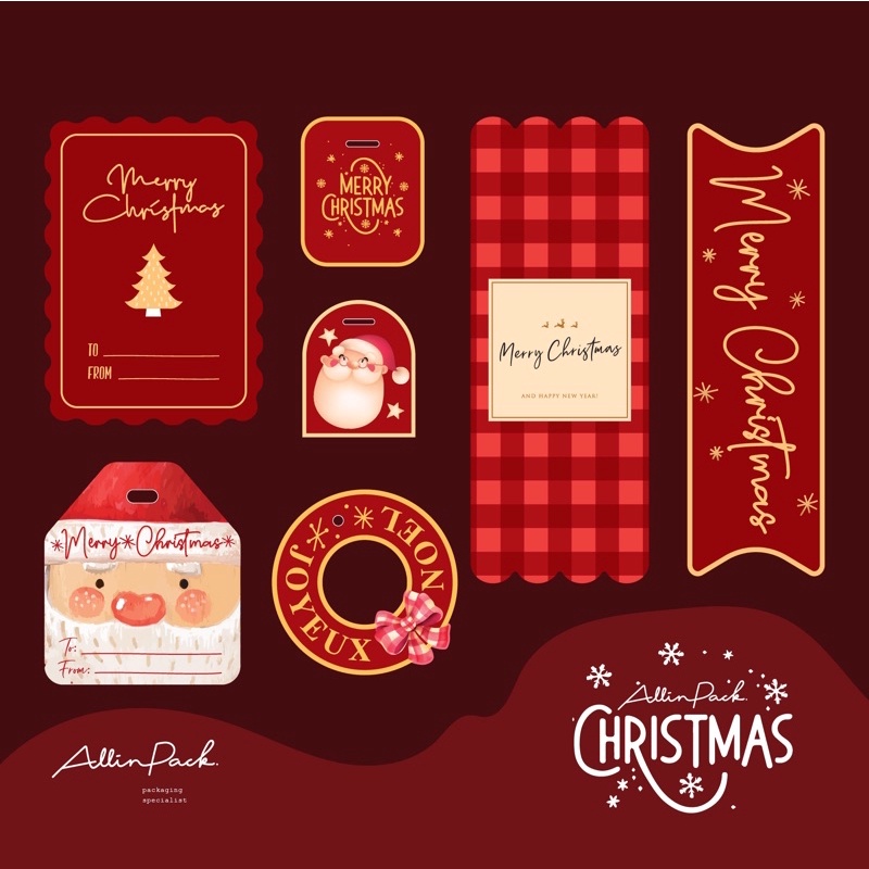 Jual isi 10pcs Kartu Natal DOFF MATTE / Hang Tag Natal / Paper Belt ...