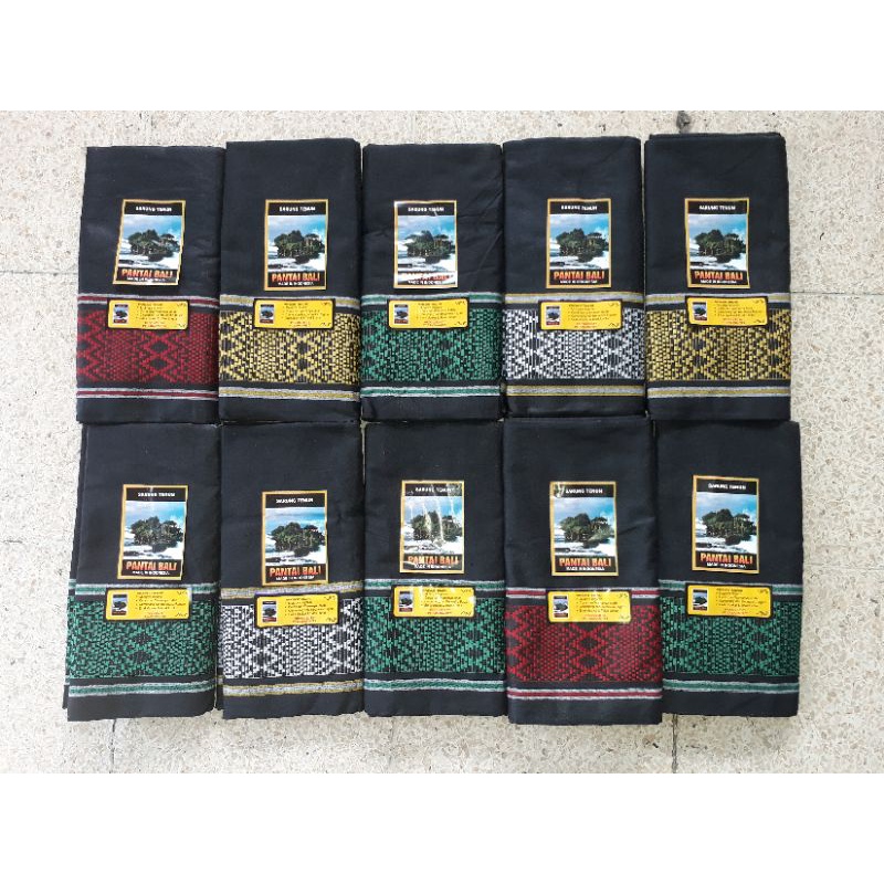 Jual Sarung Pantai Bali Corak Dobi Songket Dasaran Hitam Bagus Tanpa ...