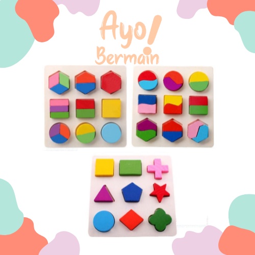 Jual Puzzle BASIC SHAPE Anak 3D / 3D Tebal Chunky / Puzzle Kayu Edukasi Anak / Mainan Edukasi ...