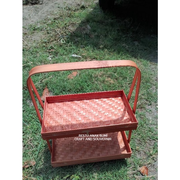 Jual Rak bambu susun 2 kotak ukuran 30x20x43cm, keranjang bambu ...
