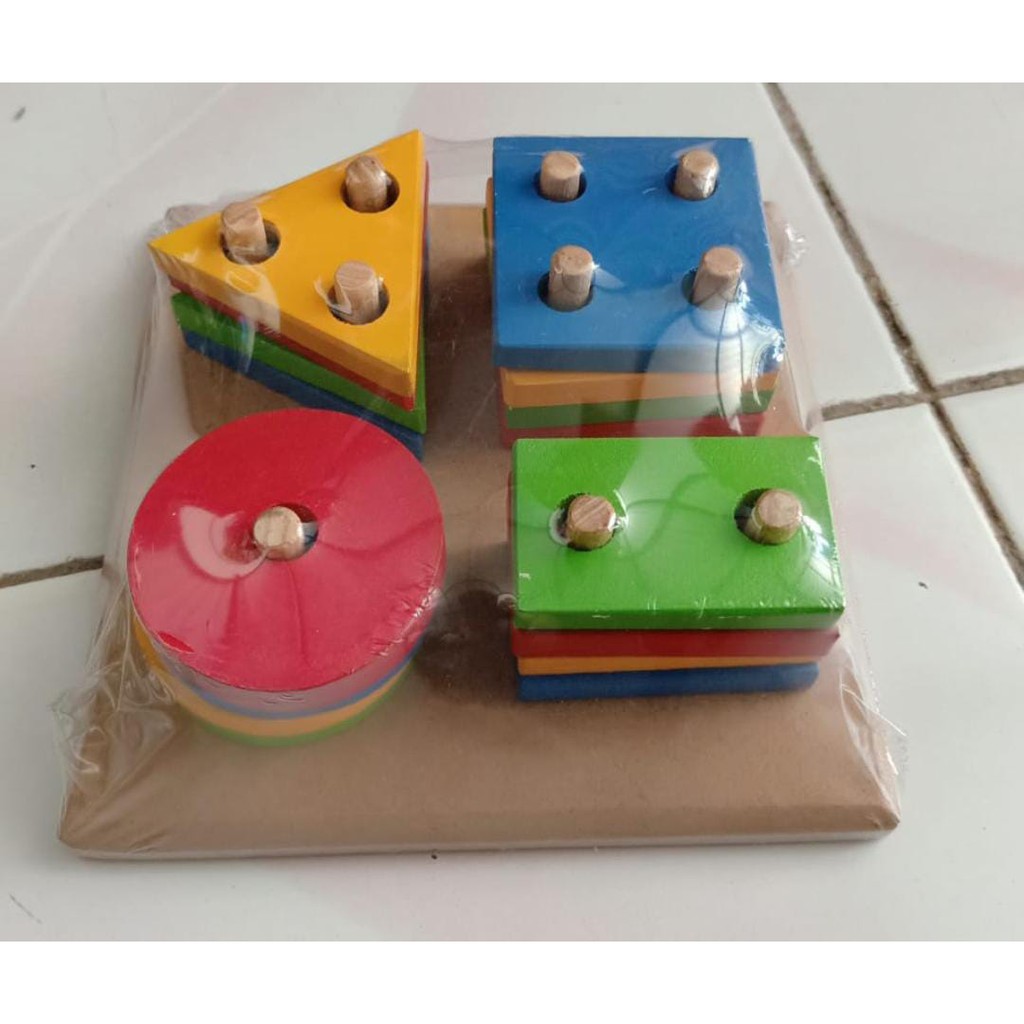 Jual mainan kayu edukasi Menara Geometri | Shopee Indonesia