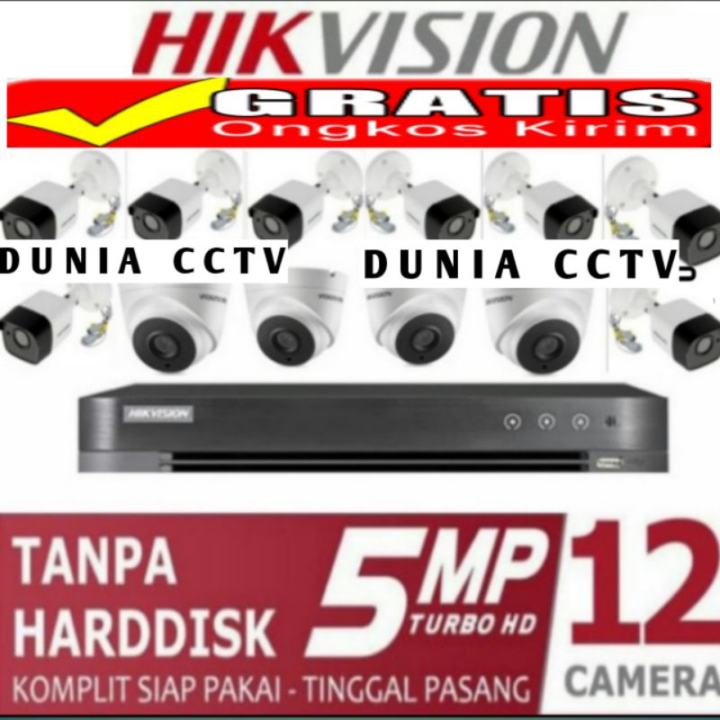 Jual PAKET CCTV HIKVISION 16 CHANNEL 5MP TURBO-HD 12 CAMERA (TANPA HARDDISK | Shopee Indonesia
