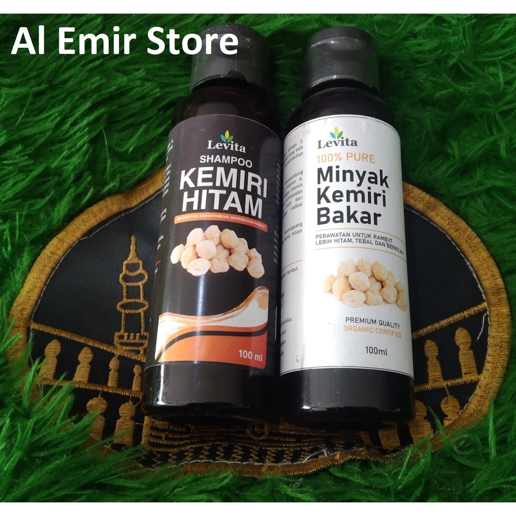 Jual paket levita: kemiri Hitam Shampoo + Minyak Kemiri Bakar 100ml 100 ...