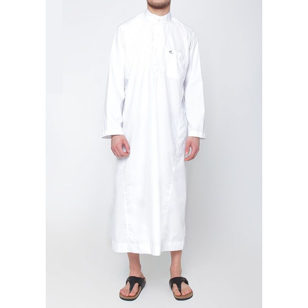 Jubah Putih Polos Pria Dewasa Saudi Pakistan Busana Muslim Koko Lengan ...