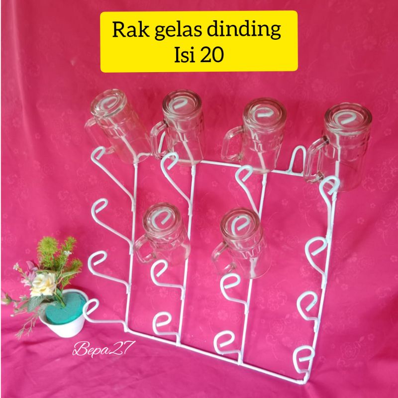 Jual RAK GELAS DINDING / ISI 20 / RAK GANTUNG / TEMPAT GELAS / RAK (BAYAR DITEMPAT/ COD ...