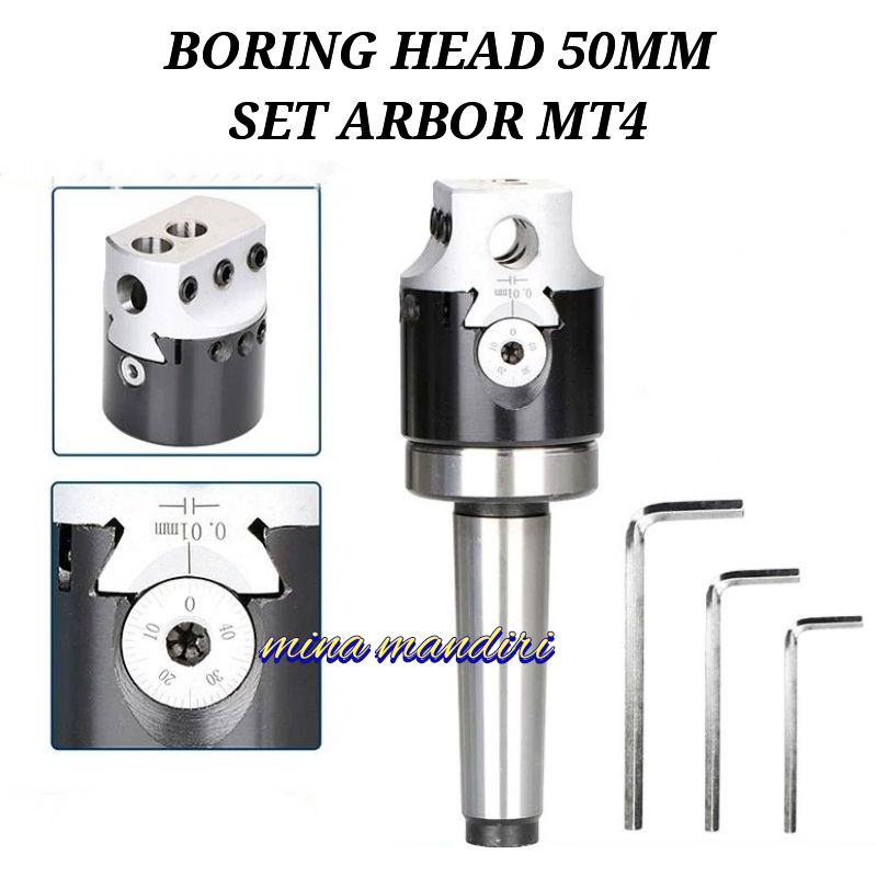 Jual boring head 50mm set arbor MT4 alat korter 50mm set arbor mt4 ...
