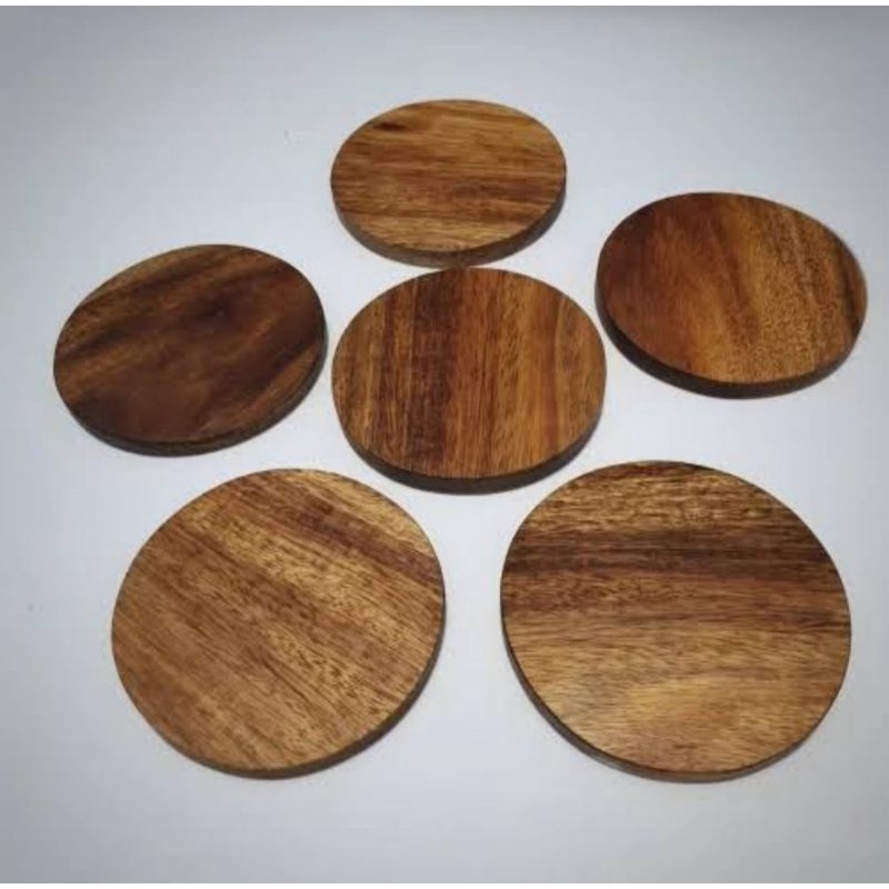 Jual Coaster Kayu | Tatakan Gelas | Alas Gelas Kayu Jati Diameter 9cm ...