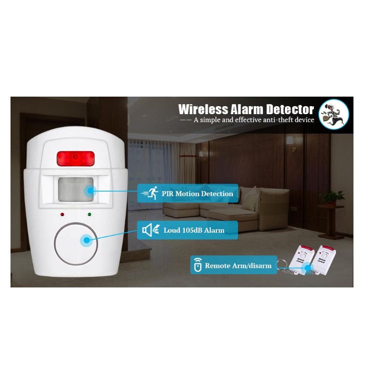 Jual Alarm anti maling infrared PIR sensor gerak 2 Remote alat keamanan ...