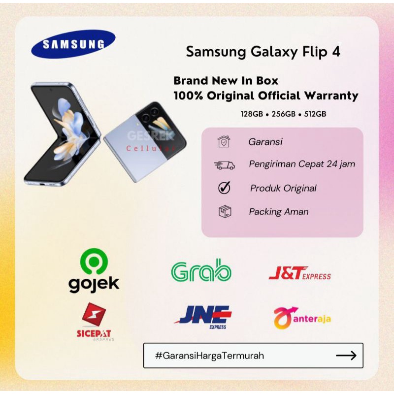 Jual SAMSUNG GALAXY Z FLIP 4 5G 128GB 256GB 512GB - GARANSI RESMI | Shopee Indonesia
