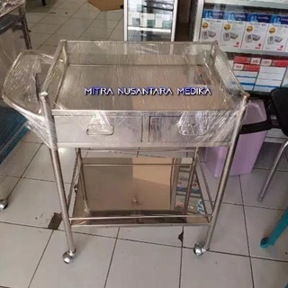 Jual Troly Instrumen 2 Rak Troli Tindakan 2 Susun Dengan Laci | Shopee ...