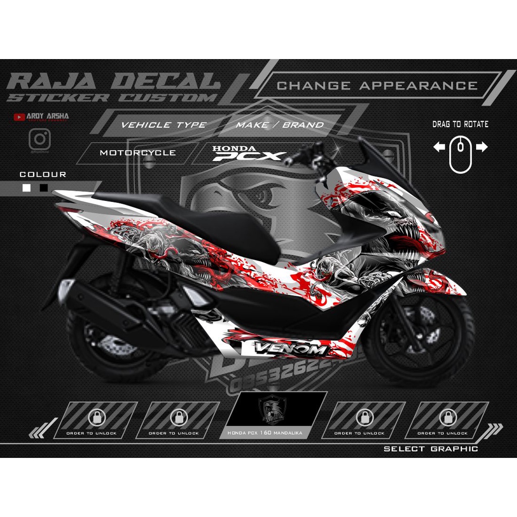 Jual Decal Sticker Honda PCX 160 New Fullbody - Dekal Sticker PCX 160 ...