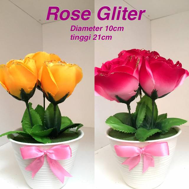 Jual BUNGA HIAS ROSE GLITER/BUNGA PALSU/BUNGA ARTIFICIAL | Shopee Indonesia