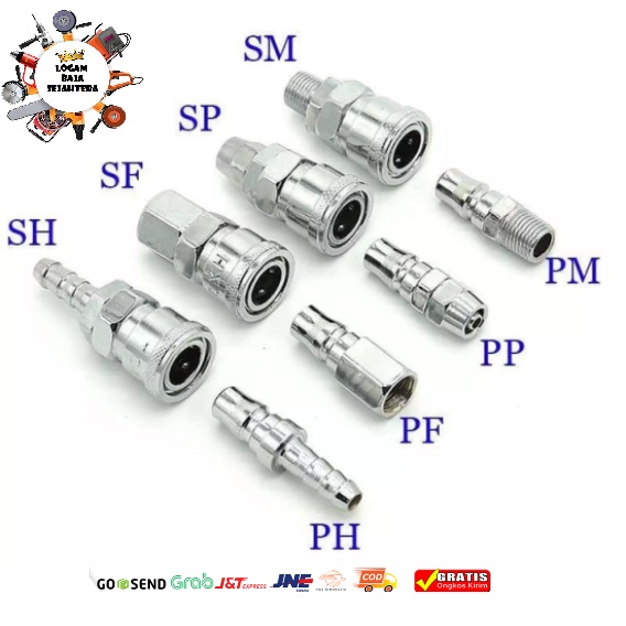 Jual COUPLER MALE 1/4" KOPLER QUICK COUPLING SAMBUNGAN ANGIN KOMPRESOR ...