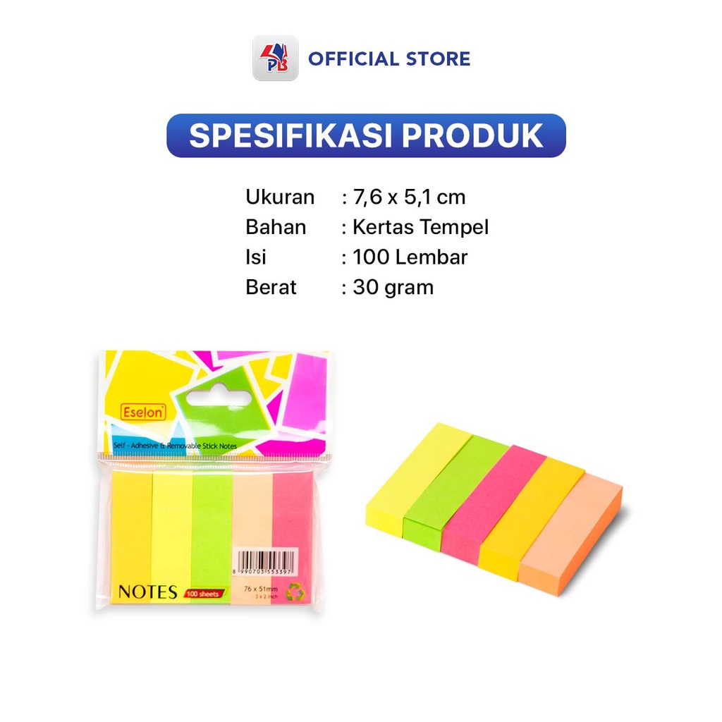 Promo Sticky Notes Pastel Eselon 5 Warna Stiki Notes Isi 100 Sheets ...