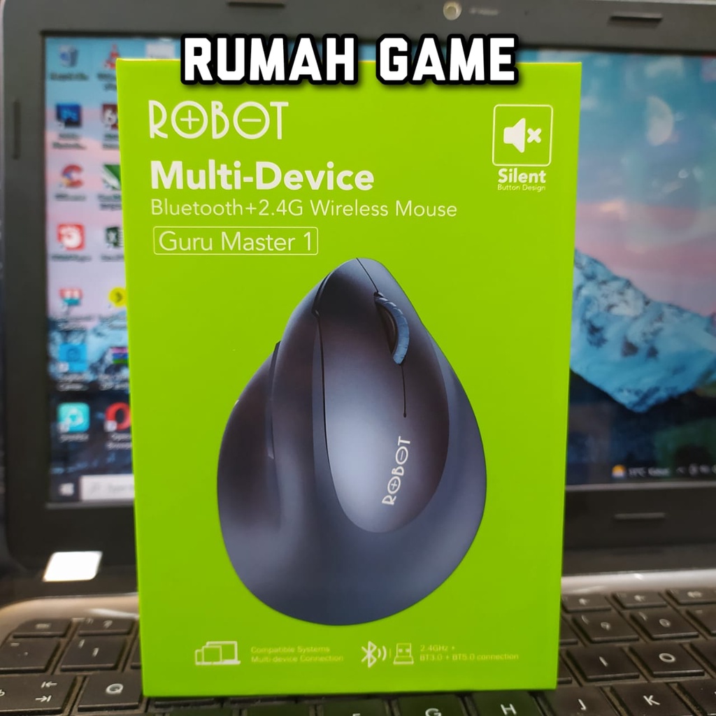 Jual Mouse Wireless Vertical Robot Guru Master 1 Ergonomic 2.4G Dual ...