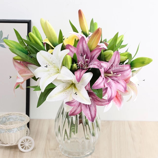 Jual HAPPY BOUQUET Buket Bunga Lily Palsu Artificial Tiga Kuncup Lili ...