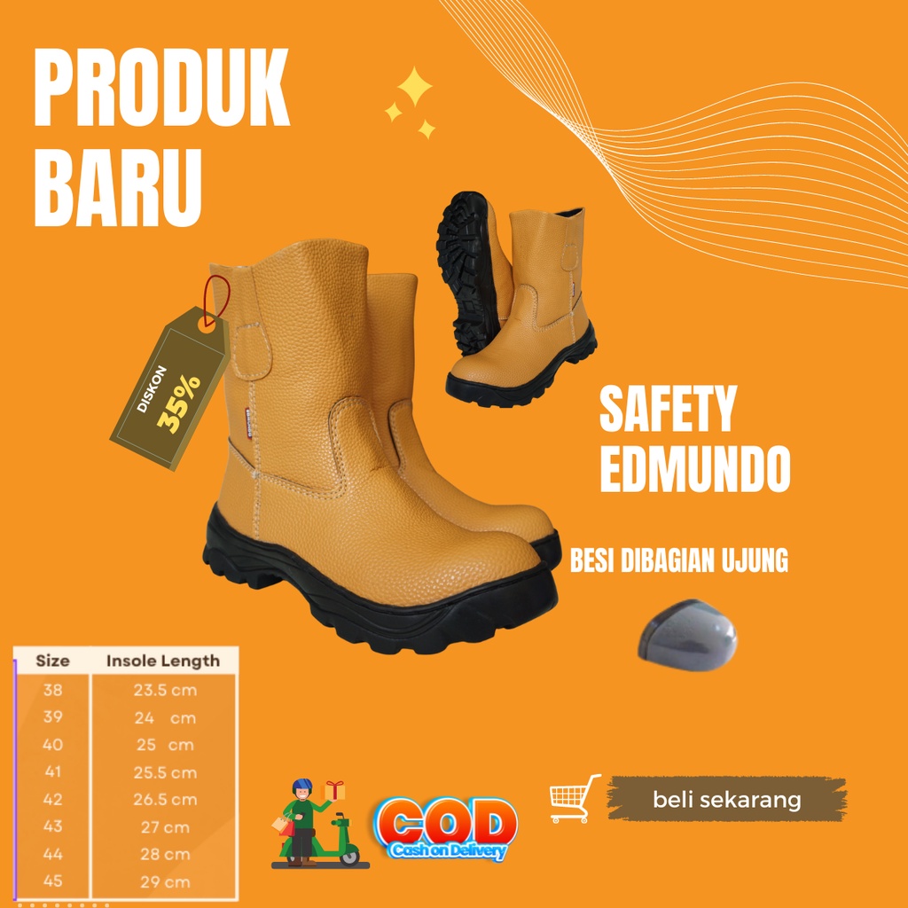 Jual Sepatu Safety Boots Panjang Edmundo Coklat Sepatu Safety ...