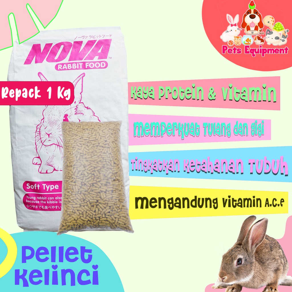 Jual NOVA RABBIT FOOD REPACK 1kg/RABBIT FOOD/MAKANAN KELINCI NOVA ...