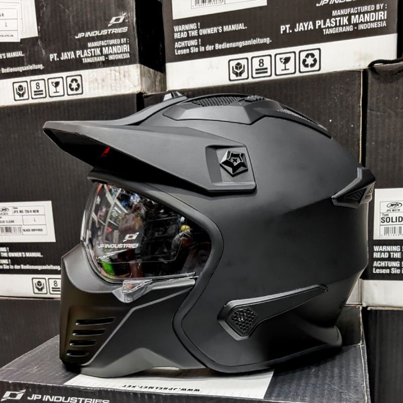 Jual Helm Jpx Mx-726R Black Doff ( Half face/Full Face ) Indonesia|Shopee Indonesia