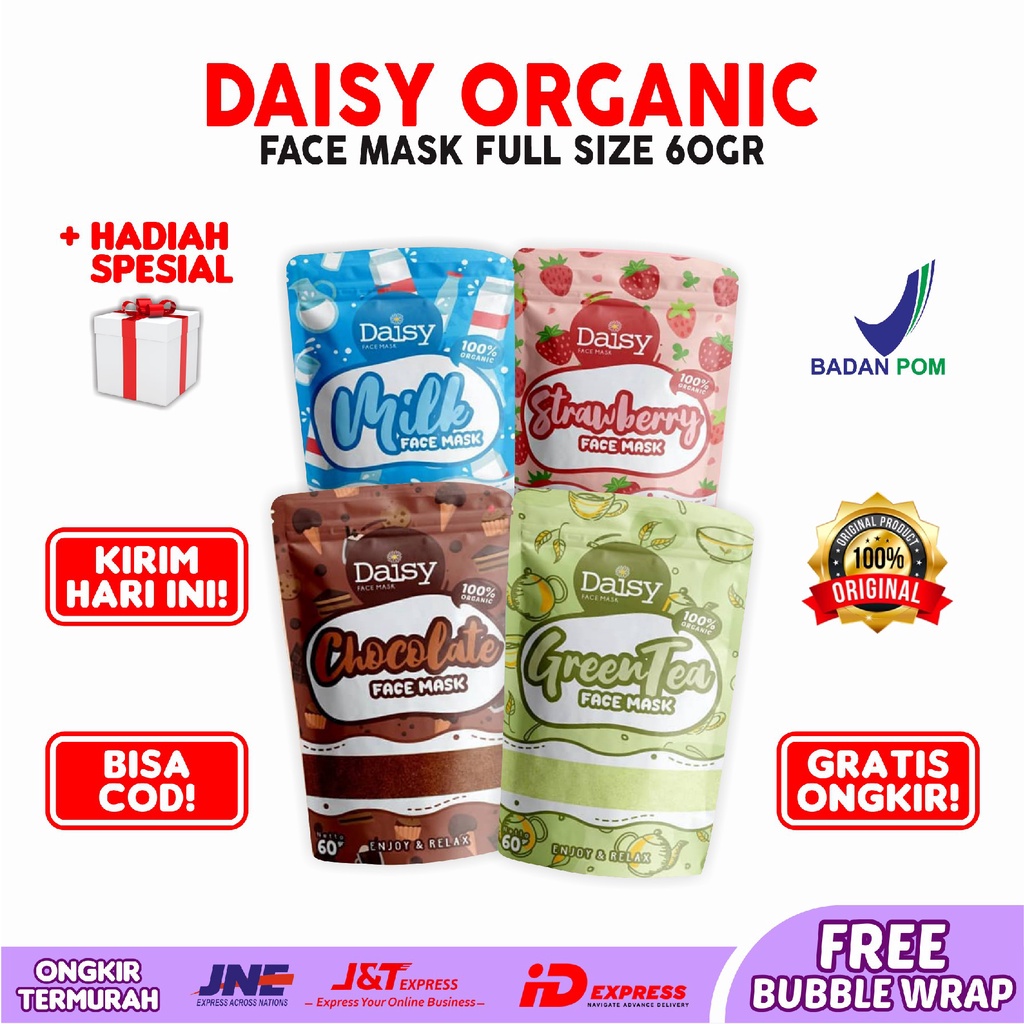 Jual Daisy Organic Mask [BPOM] Free Kuas+Mangkok Original 60gr Full ...