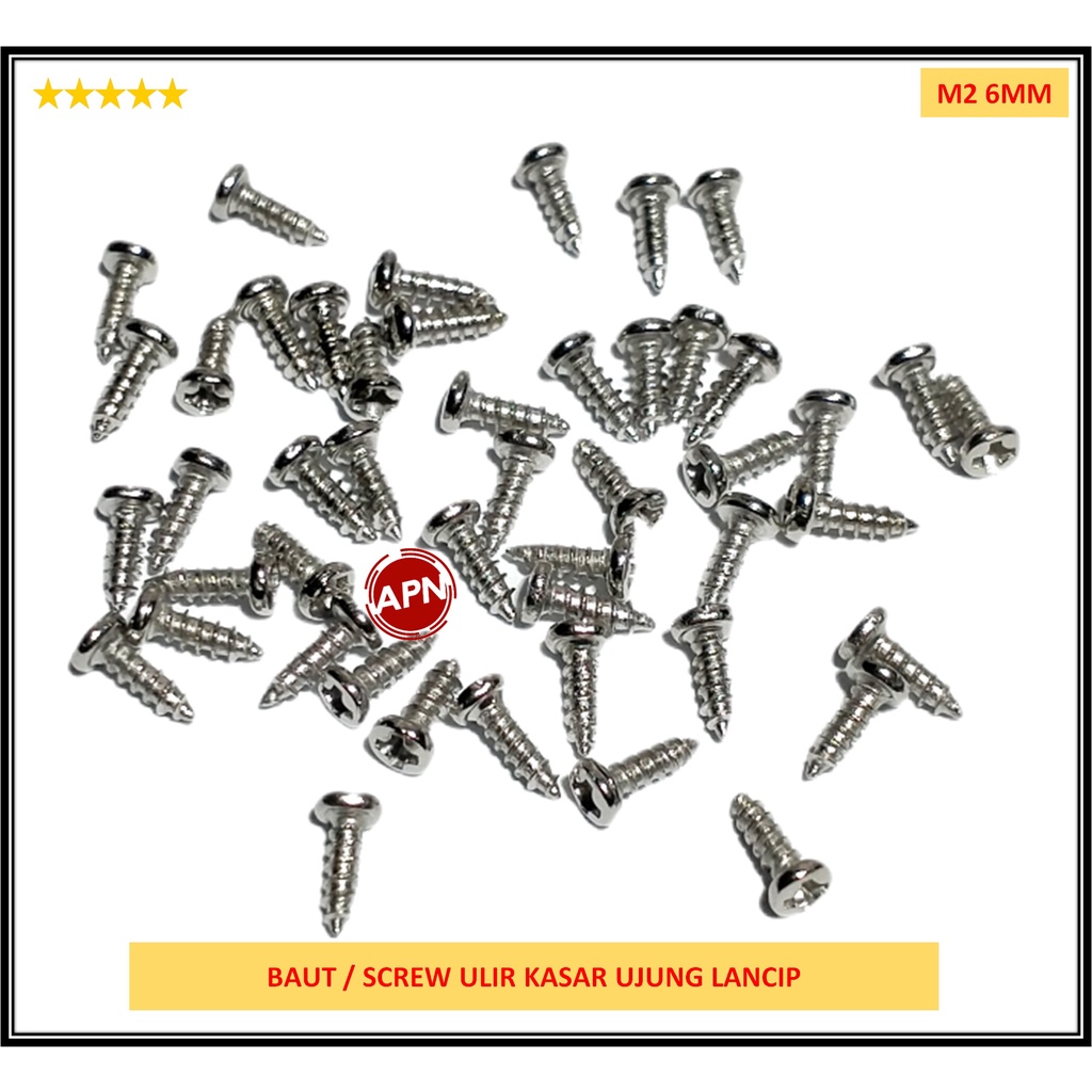 Jual BAUT / SCREW TAPPING M2 6MM KEPALA BULAT / UJUNG RUNCING | Shopee ...