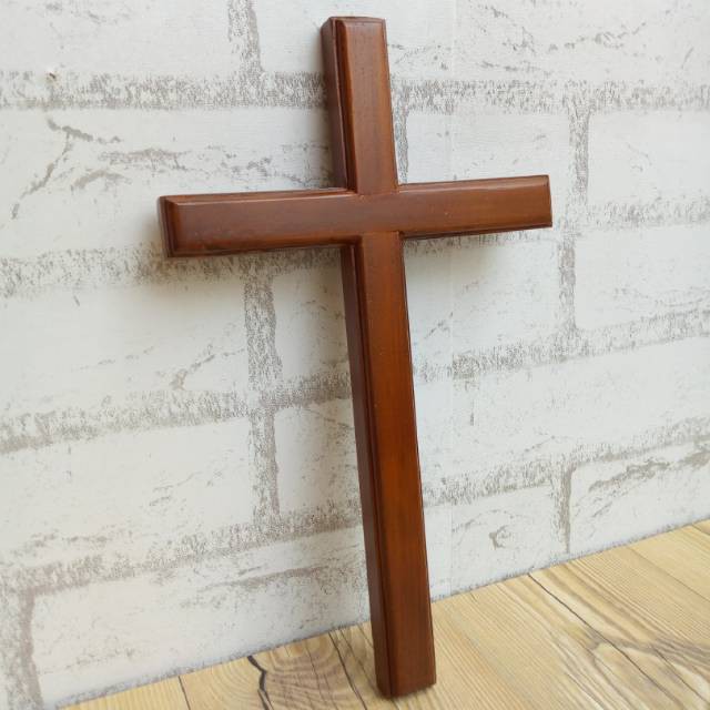Salib Dinding Kayu Jati 40 cm x 22 cm 011 Natural Doft | Shopee Indonesia