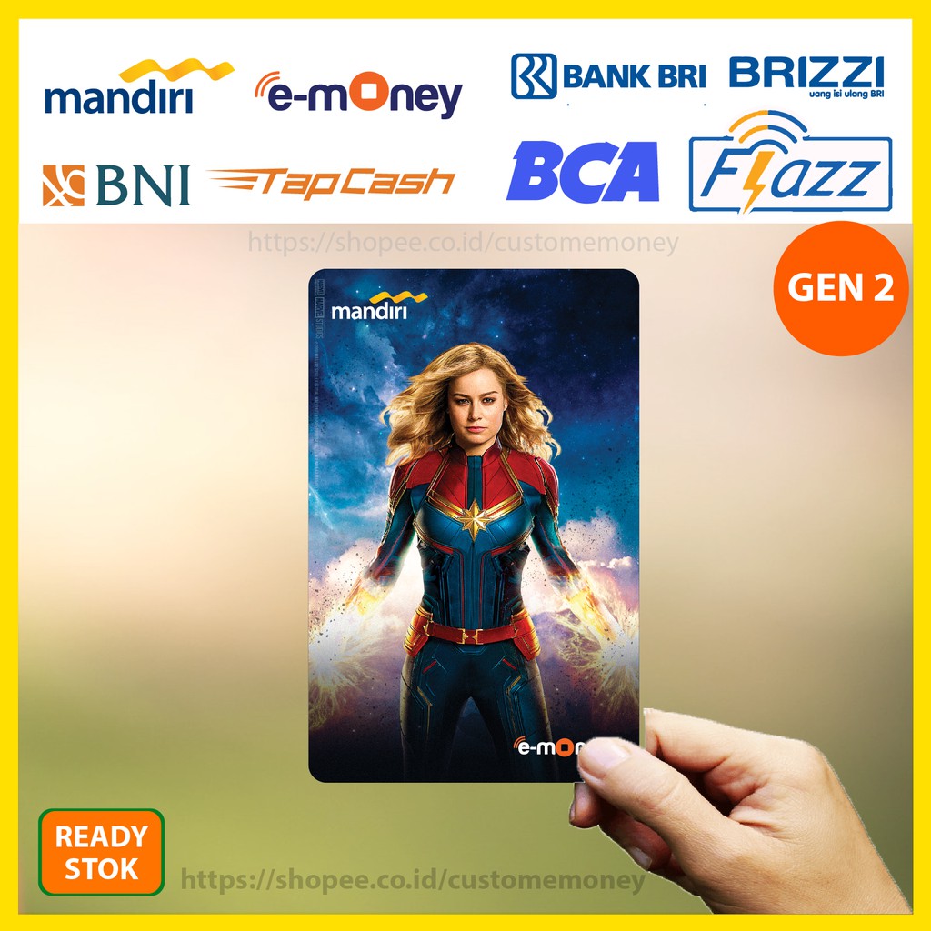 Jual KARTU EMONEY CAPTAIN MARVEL SUPERHERO 2 ETOLL MANDIRI FLAZZ BCA GEN 2 TAPCASH BRIZZI - 1 ...
