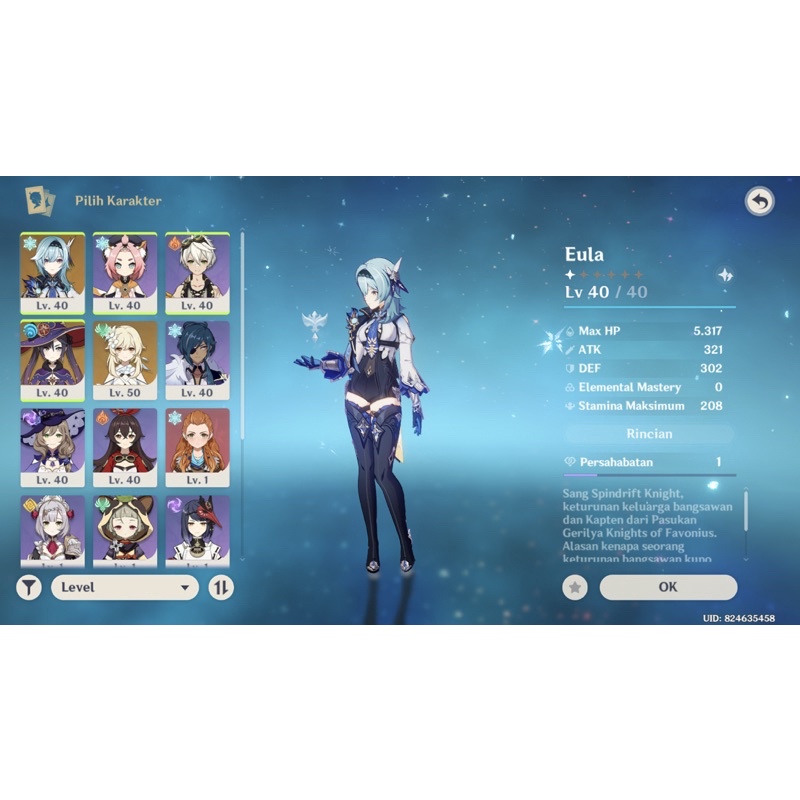 Jual Akun Genshin Impact Eula,Mona+Freedom Sword AR 26 | Shopee Indonesia