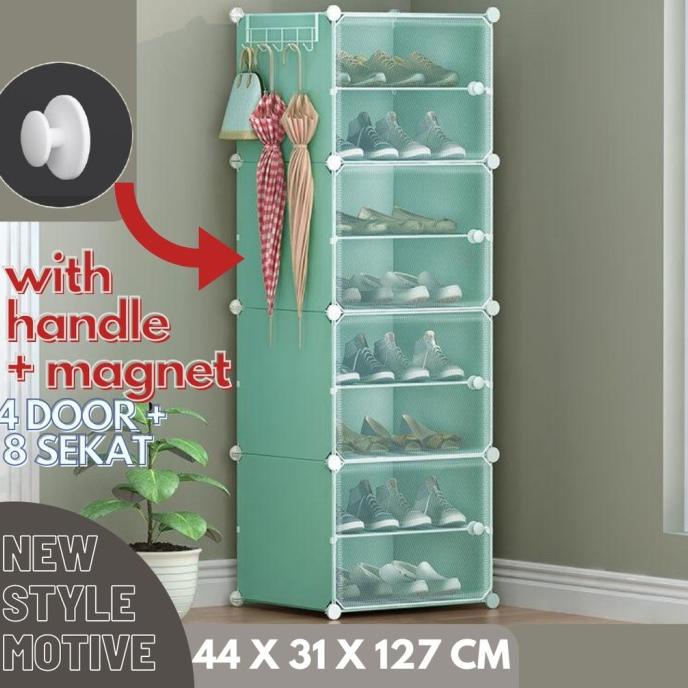 Jual Rak Sepatu Diy 8 Susun 4 Pintu - Rak Sepatu Plastik Multifungsi ...