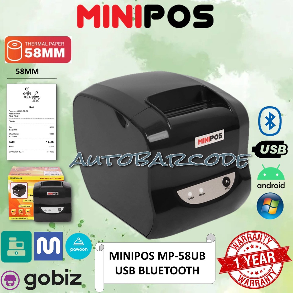 Jual MINIPOS MP-58UB PRINTER BLUETOOTH STRUK KASIR 58MM | Shopee Indonesia