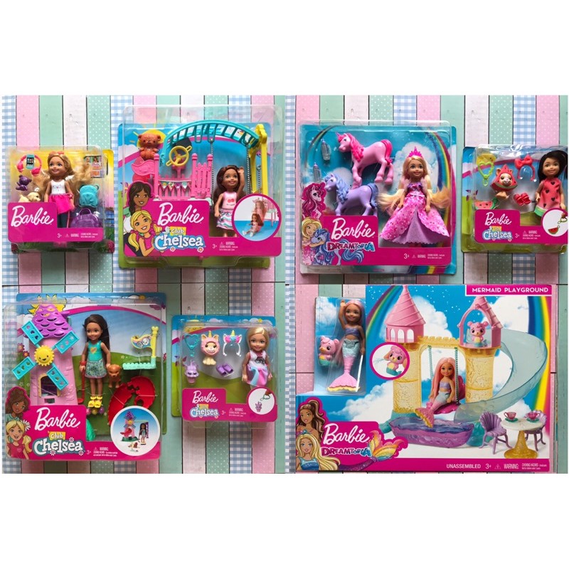 Jual Barbie Chelsea with Playset Travel Mermaid Playground Golf Unicorn ...