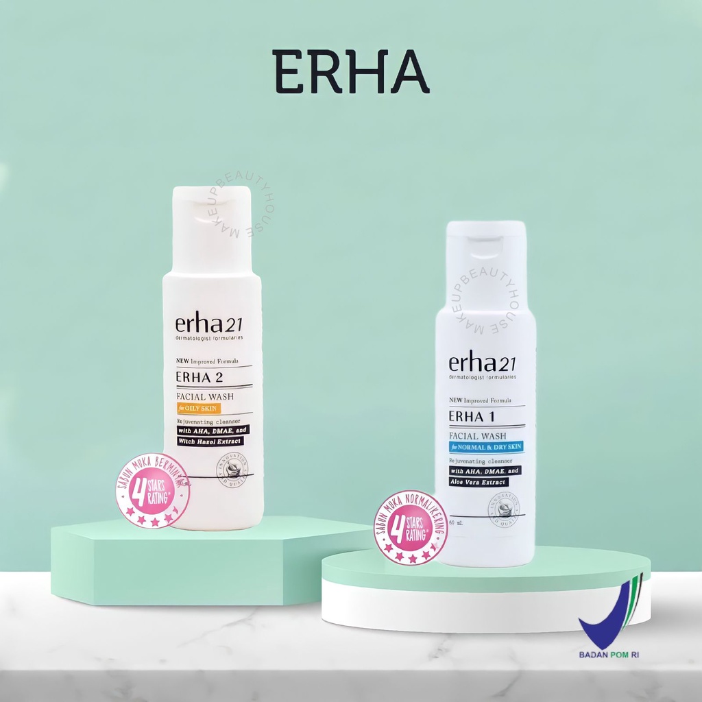 Jual ERHA Facial Wash 60ml (Normal & Dry Skin / Oily Skin) Indonesia ...