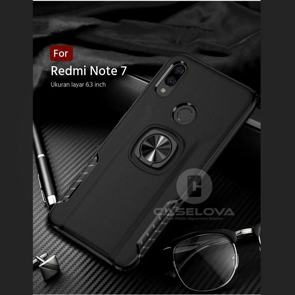 Jual Case Redmi Note 7 Hardcase Ring Carbon Thunder | Shopee Indonesia