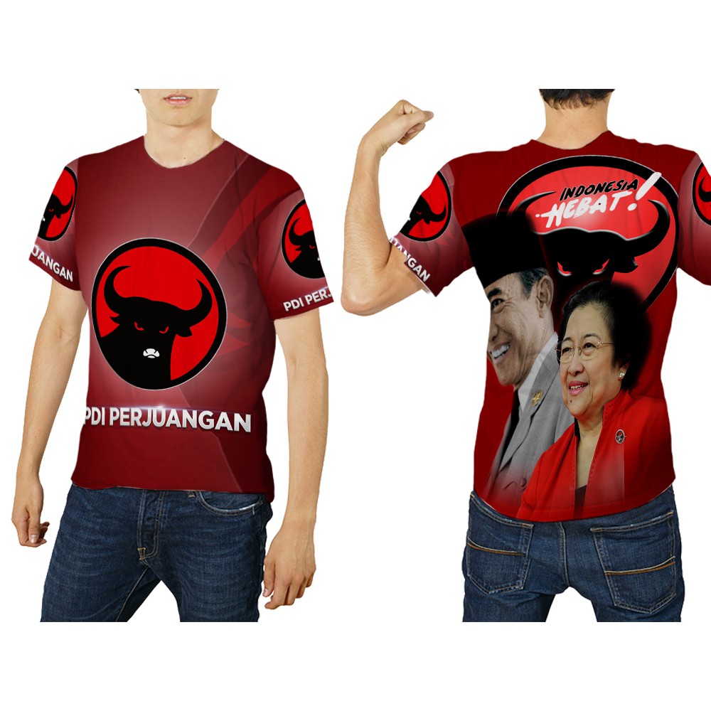 Jual kaos baju premium partai PDI perjuangan pdip sublimation Indonesia ...