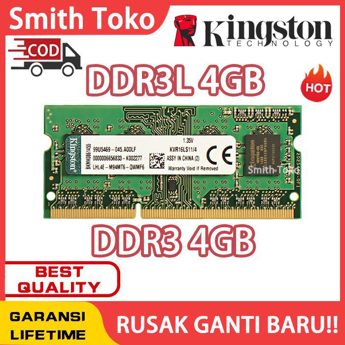 Jual Memory Ram laptop Kingston SODIMM DDR3L 4GB 1600 1333 DDR3 4GB 1600 1333 DDR3 12800 10600 ...