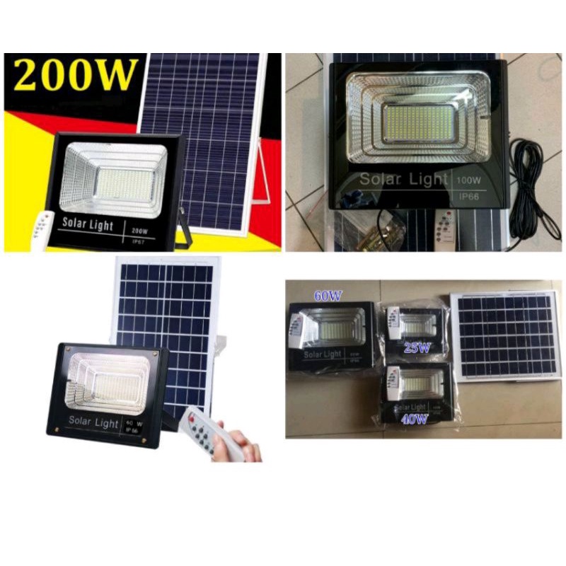 Jual Lampu sorot led solar sel panel surya 25w 40w 60w 100w 300w 500w ...