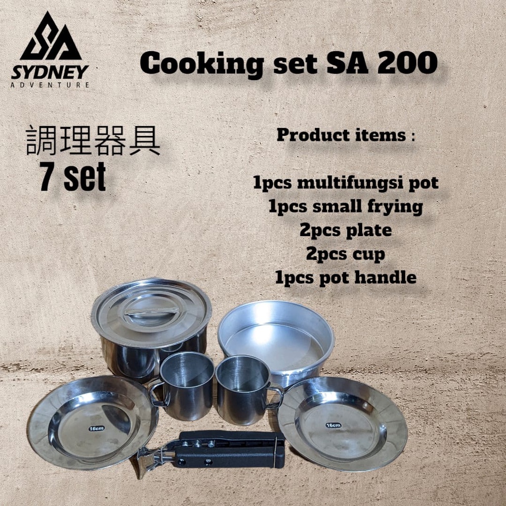 Jual Cooking set SA 200 / nesting / Alat masak camping gunung / nesting camping 1-2 person ...
