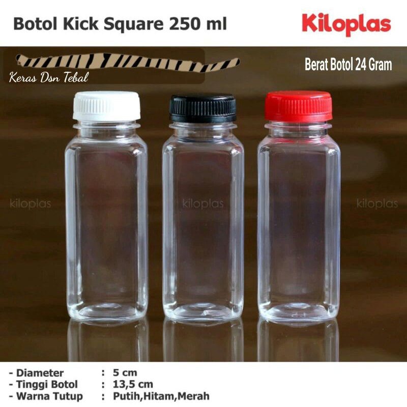 Jual Botol Plastik 250 ml / Botol Kick Square 250 ml - Tutup Segel ...