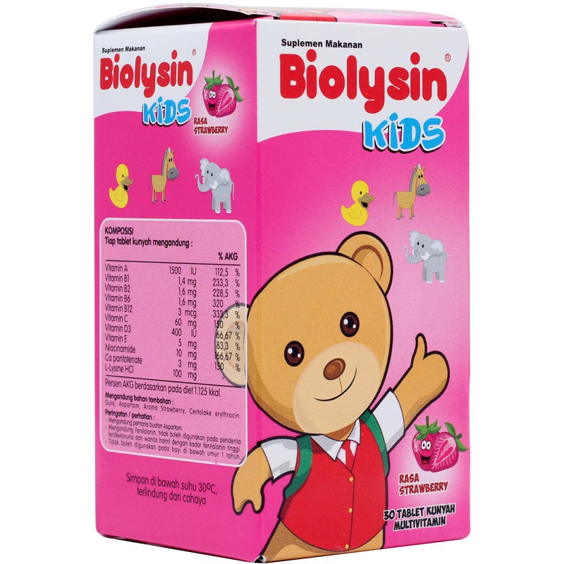 Jual BIOLYSIN KIDS TABLET (STRAWBERRY) | Shopee Indonesia