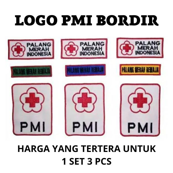 Jual 1 Set Atribut Badge Logo PMI PMR Bordir Bed Bet Patch Mula Madya Wira Korps Sukarela Anak ...
