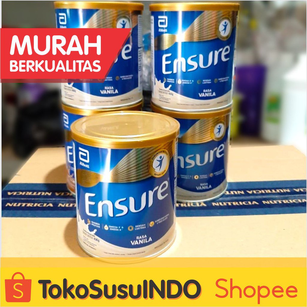 Jual Ensure Vanila 400 g Susu Nutrisi Dewasa Rendah Laktosa | Shopee ...