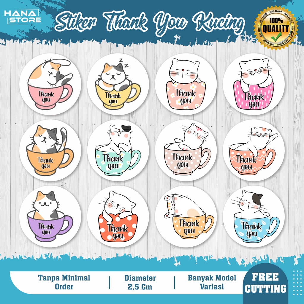 Jual Stiker Kucing Pack / Lucky Cat Stiker / Label Terimakasih / Thank ...
