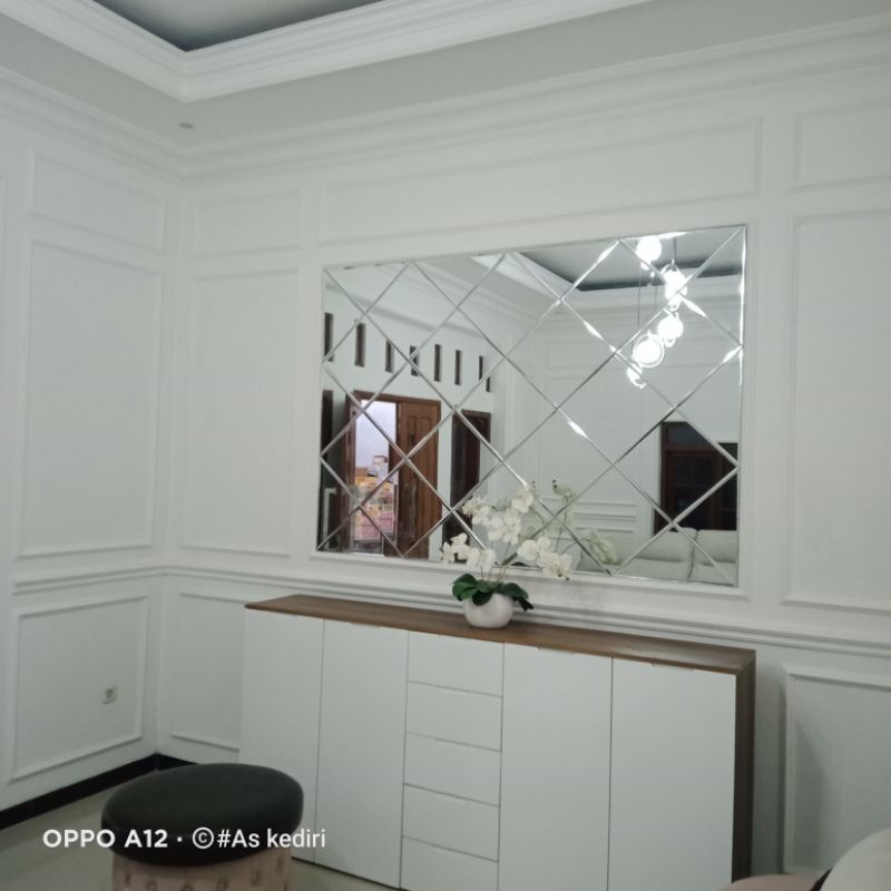 Jual kaca bevel cermin dekorasi dinding tebal 5mm bevel 1,5cm Indonesia ...