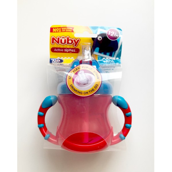 Jual Nuby Flip and Sip Cup 240ml - Twin handler (Red) Indonesia|Shopee Indonesia