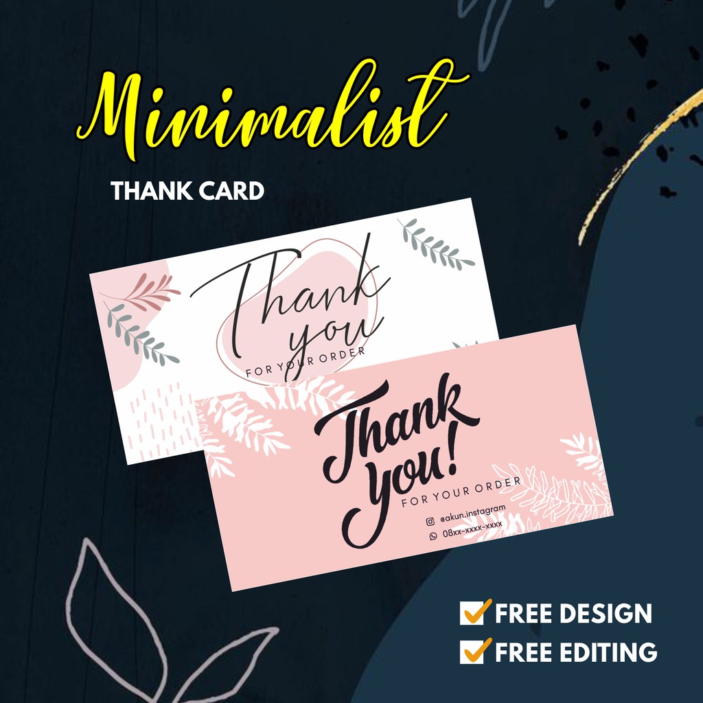 Jual MINIMALIST DESIGN THANK YOU CARD || KARTU UCAPAN TERIMA KASIH ...