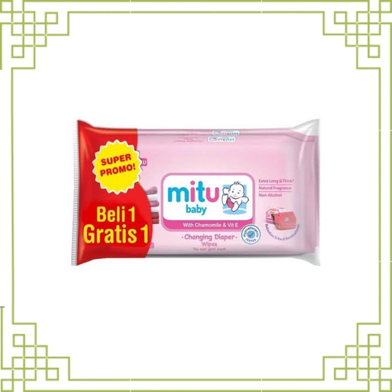 Jual Mitu Baby Wipes 50 Sheets Buy 1 Get 1 + Antiseptic 10 Sheets ...