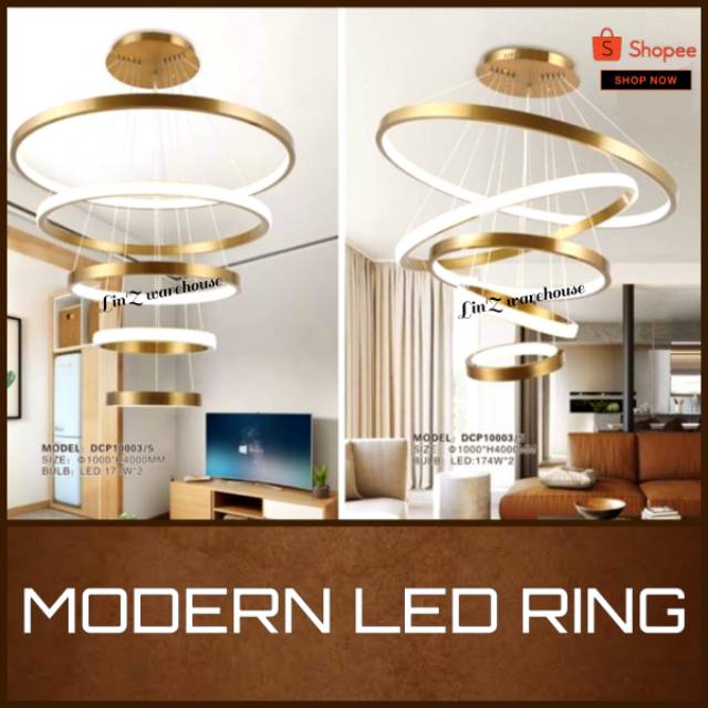 Jual Lampu gantung void MODERN LED GOLD 5 LAYERS pendant light | Shopee ...