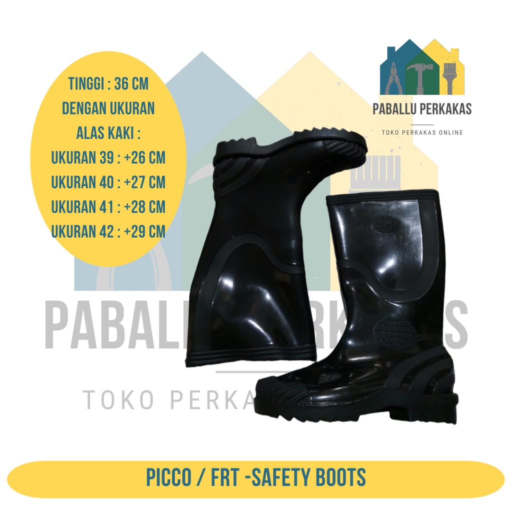 Jual Sepatu Boots Proyek Safety Karet Picco / Sepatu Boot Proyek FRT ...