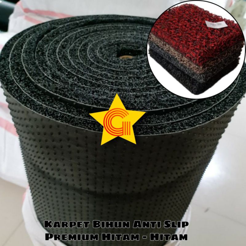 Jual Karpet Karet Bihun Premium Anti Slip ROLL (1,2m x 9m) - HITAM ...