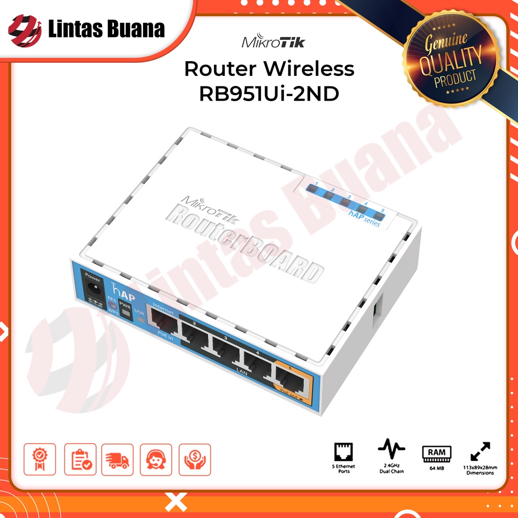Jual Mikrotik Router Wireless RB951Ui-2ND (hAP) | Shopee Indonesia